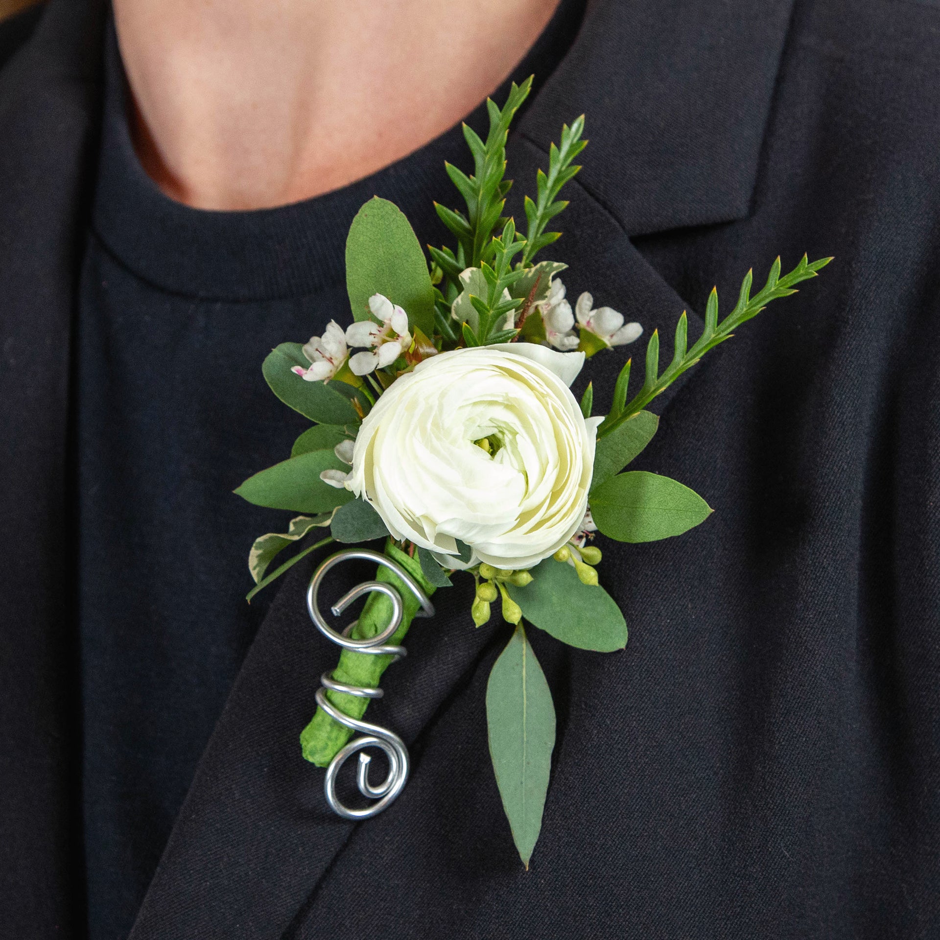 White Ranunculus Boutonniere White Ranunculus Bridal Bouquet Flowers